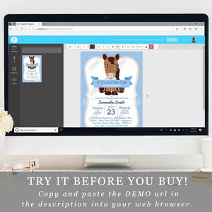 Horse Boy Baby Shower Invitation Template Blue and Brown 5x7 Invite DIY ...