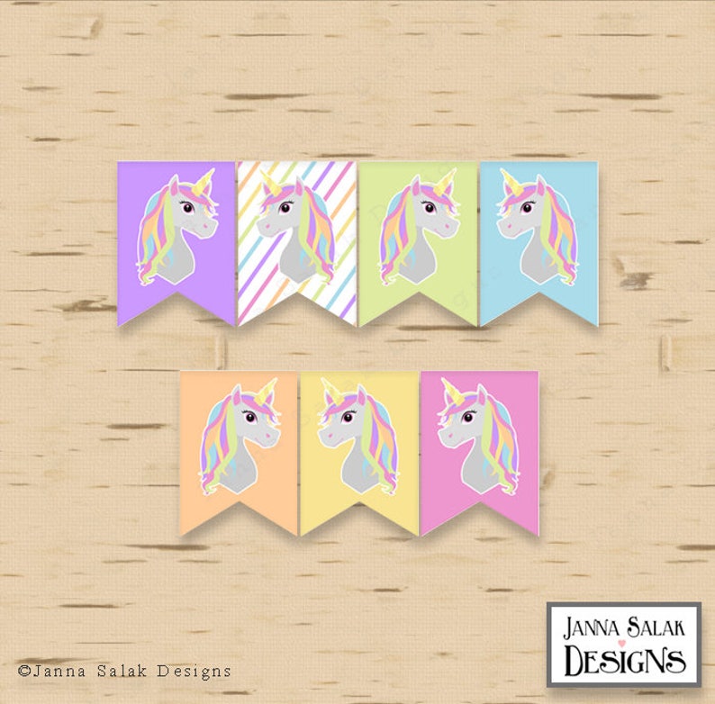 Unicorn Happy Birthday Banner Ages 1-10 Party Rainbow DIY - Etsy