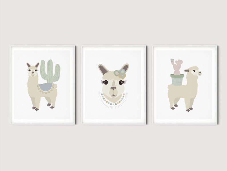 Alpaca Nursery Prints Set of 3 Printable Alpacas Digital - Etsy