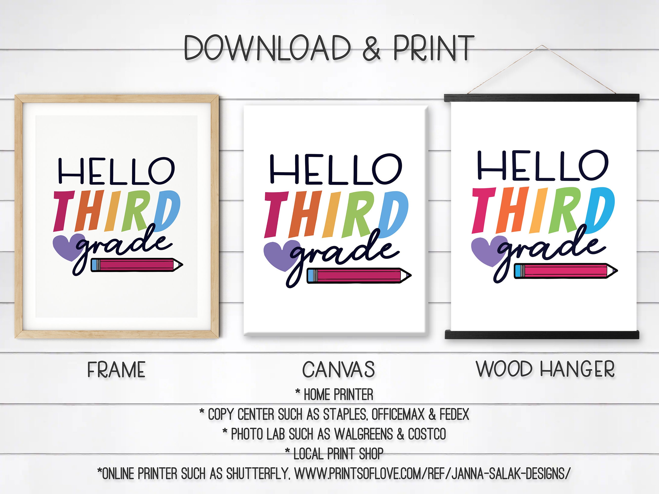 Hello Third Grade Print Printable Poster 3rd Grade Educational - Etsy