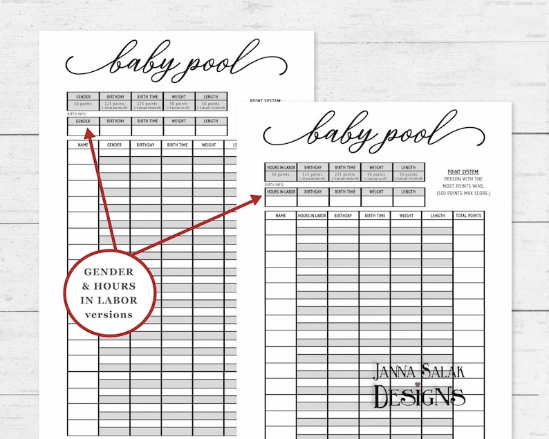 Printable Baby Shower Baby Pool Game Modern Minimalist Birth ...
