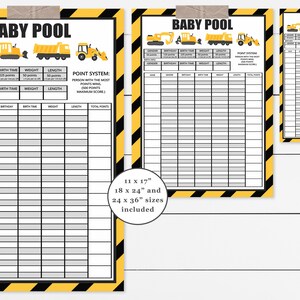 Printable Baby Shower Baby Pool Game Construction Theme Birth ...