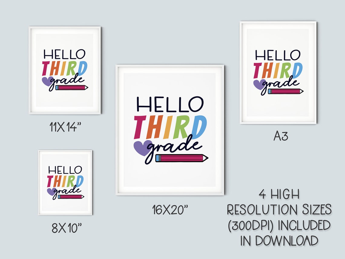 Hello Third Grade Print Printable Poster 3rd Grade Educational - Etsy