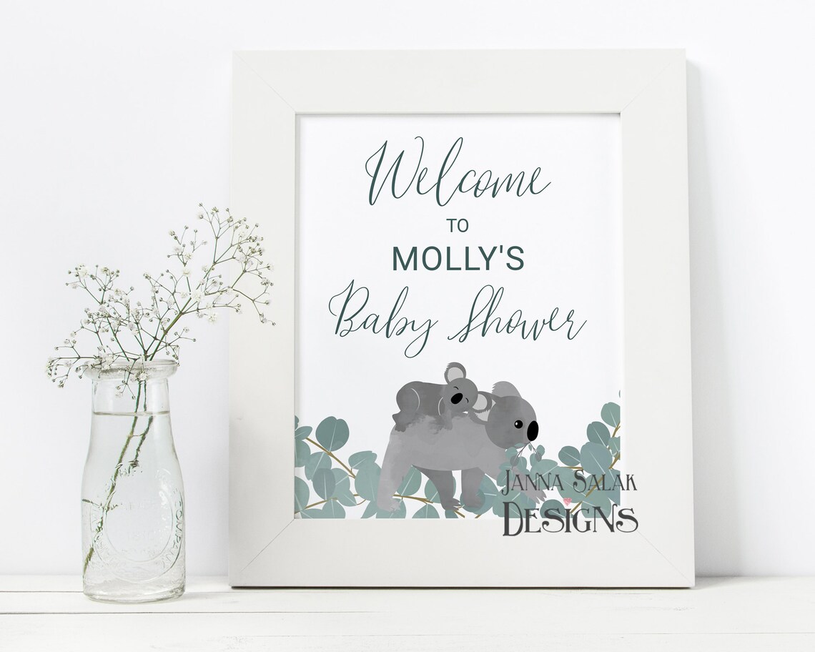 Koala Welcome Printable Poster Sign Template Eucalyptus | Etsy
