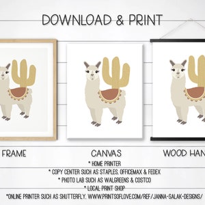 Alpaca and Cactus Neutral Nursery Print Printable Alpacas Digital ...