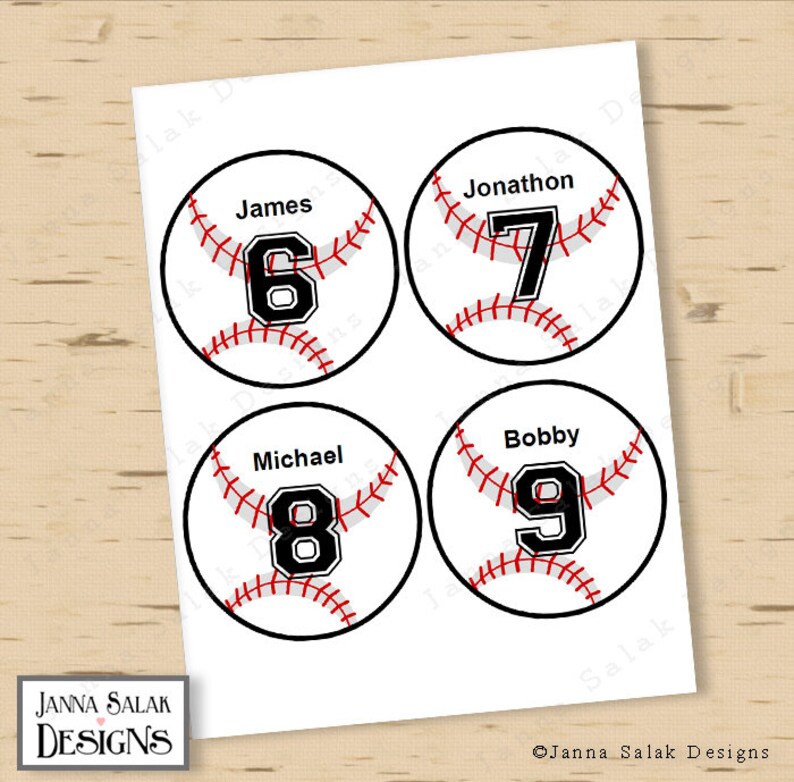 4" Baseball Tags With Editable Names and Numbers INSTANT DOWNLOAD DIY ...