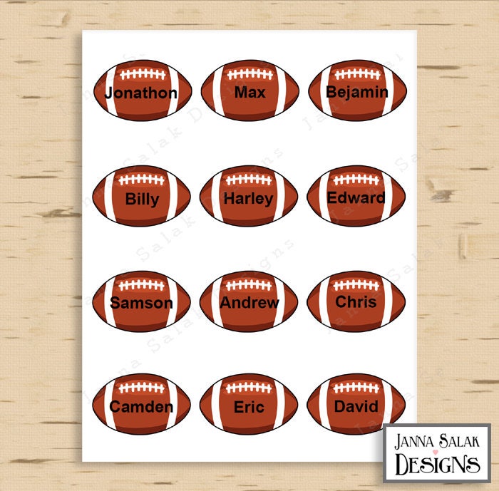 2.5" Football Tags With Editable Names INSTANT DOWNLOAD DIY Pdf - Etsy