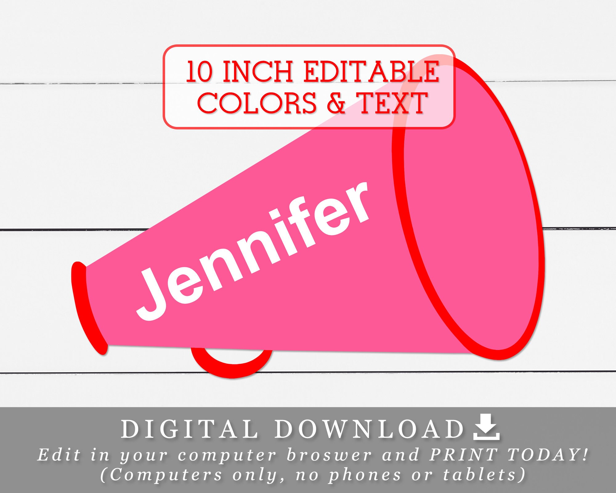 10 Cheer Megaphone With Editable Colors and Names DIY - Etsy
