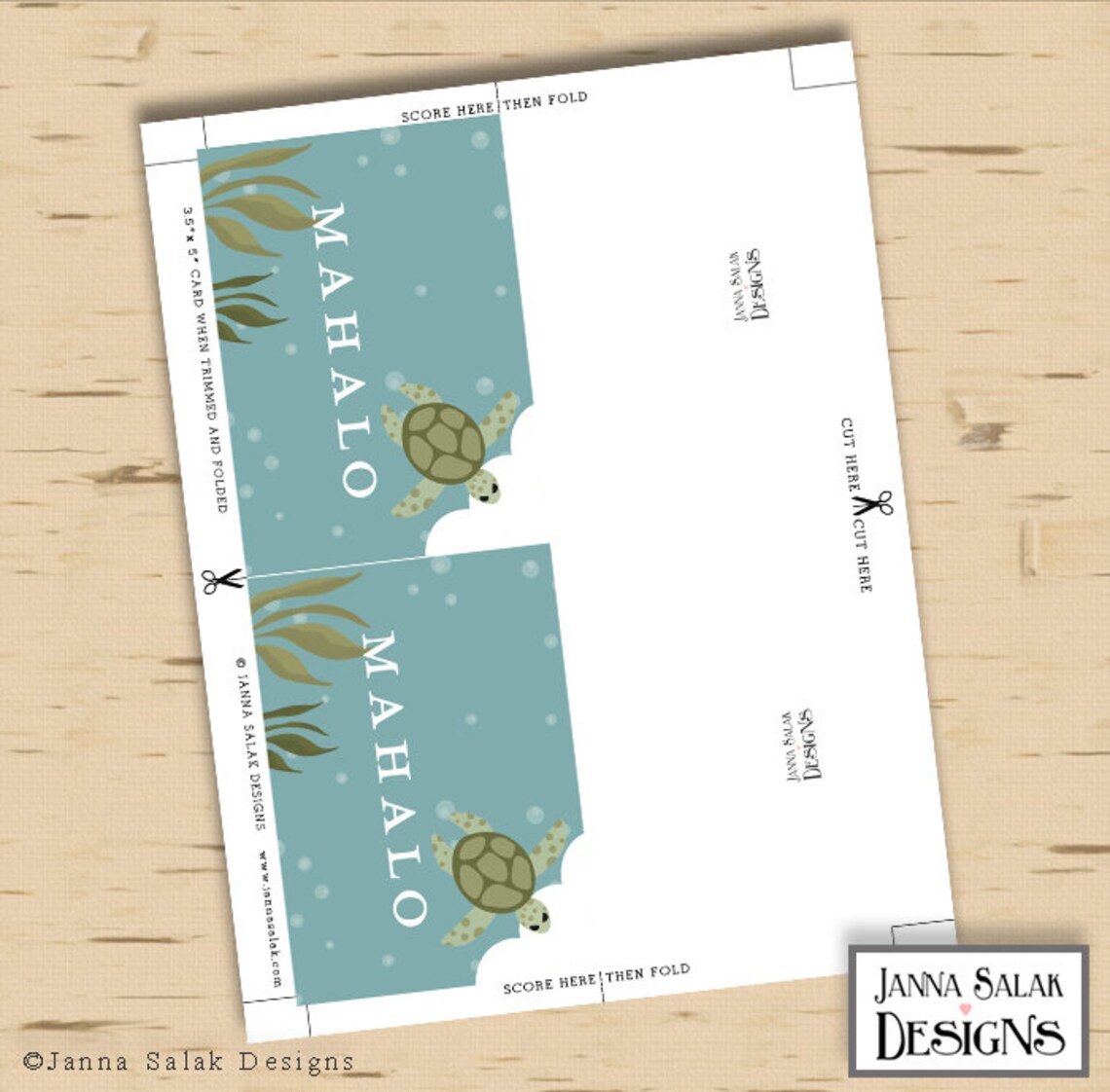 Printable Ocean Theme Mahalo Thank You Card Baby Shower Birthday ...