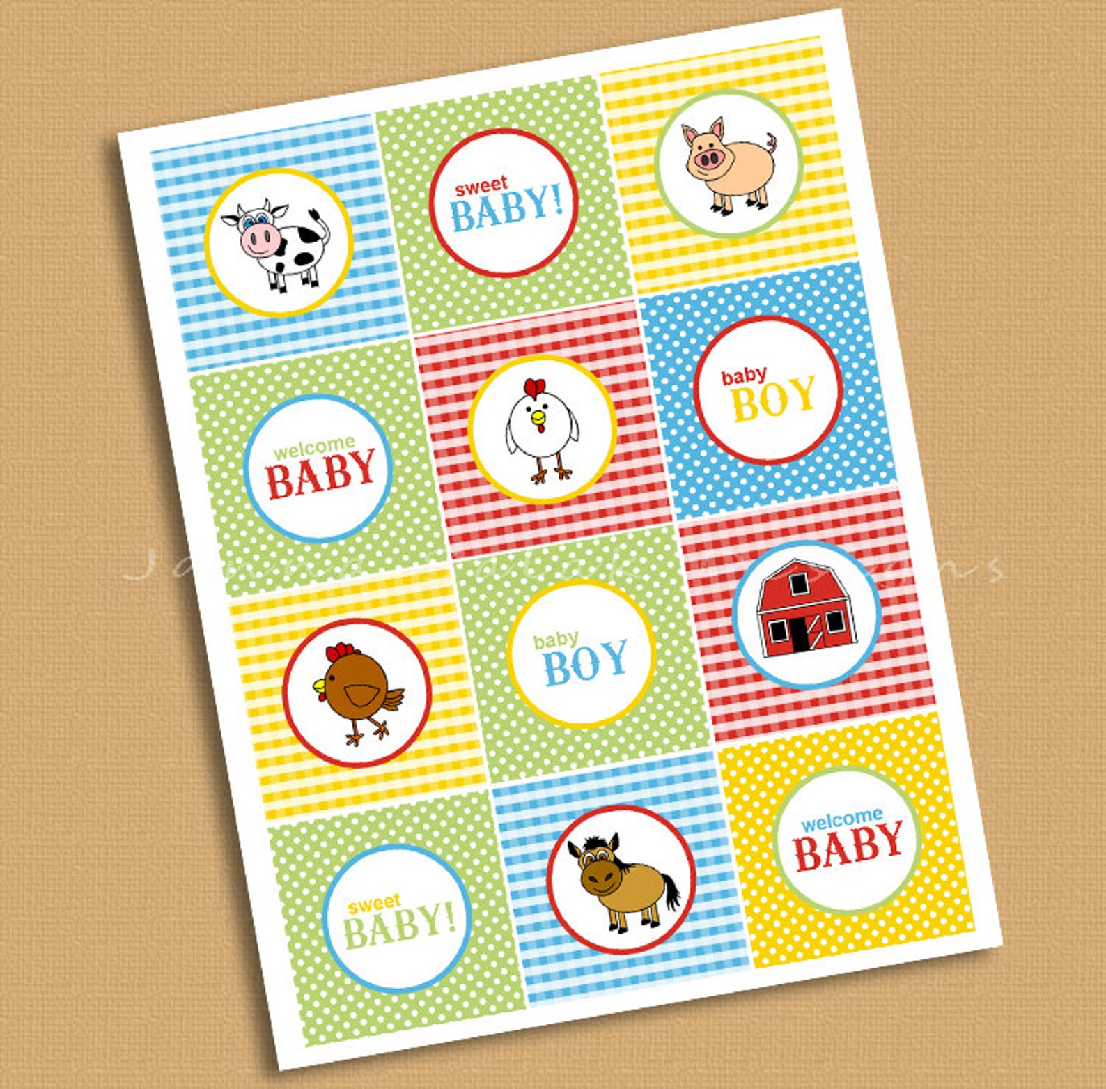 Farm Baby Shower Printable Cupcake Toppers Cute Farm Animals - Etsy