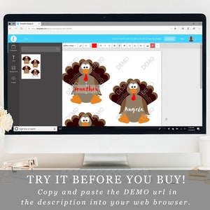 4" Turkey Name Tags With Editable Text DIY Printable Template ...