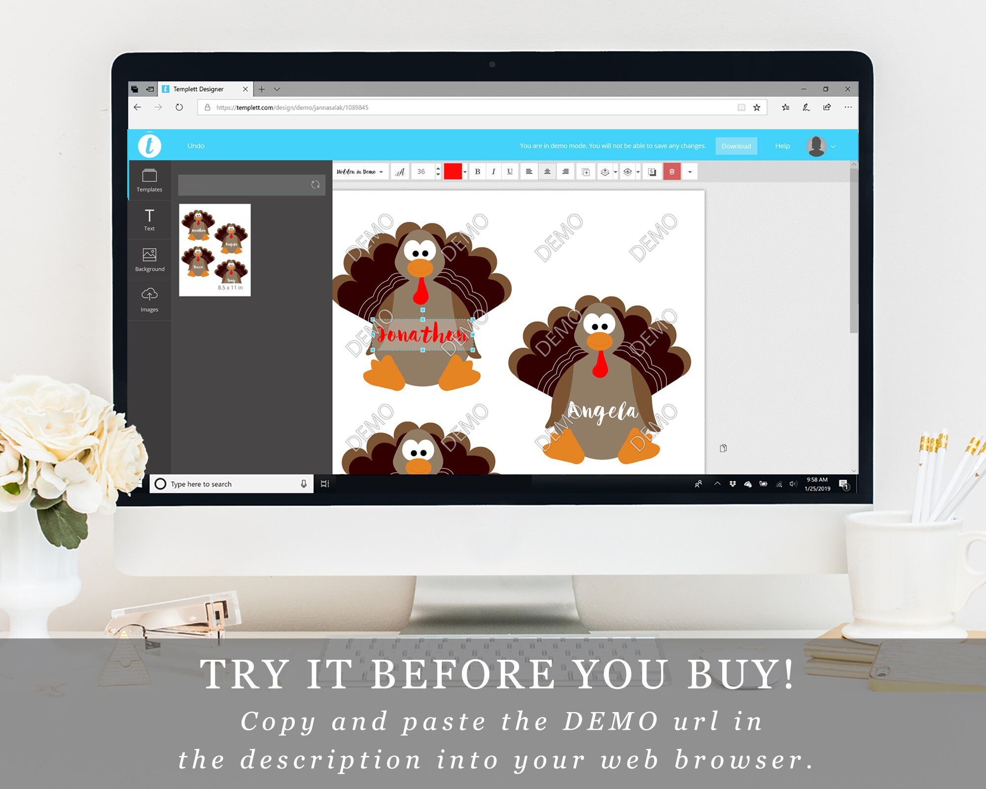 4" Turkey Name Tags With Editable Text DIY Printable Template ...