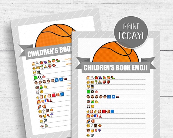Basketball Baby Book Emoji Pictionary Game Printable Orange | Etsy