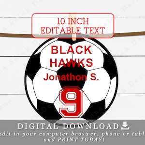 10" Soccer Ball With Editable Team Name Player Names and Numbers Banner ...