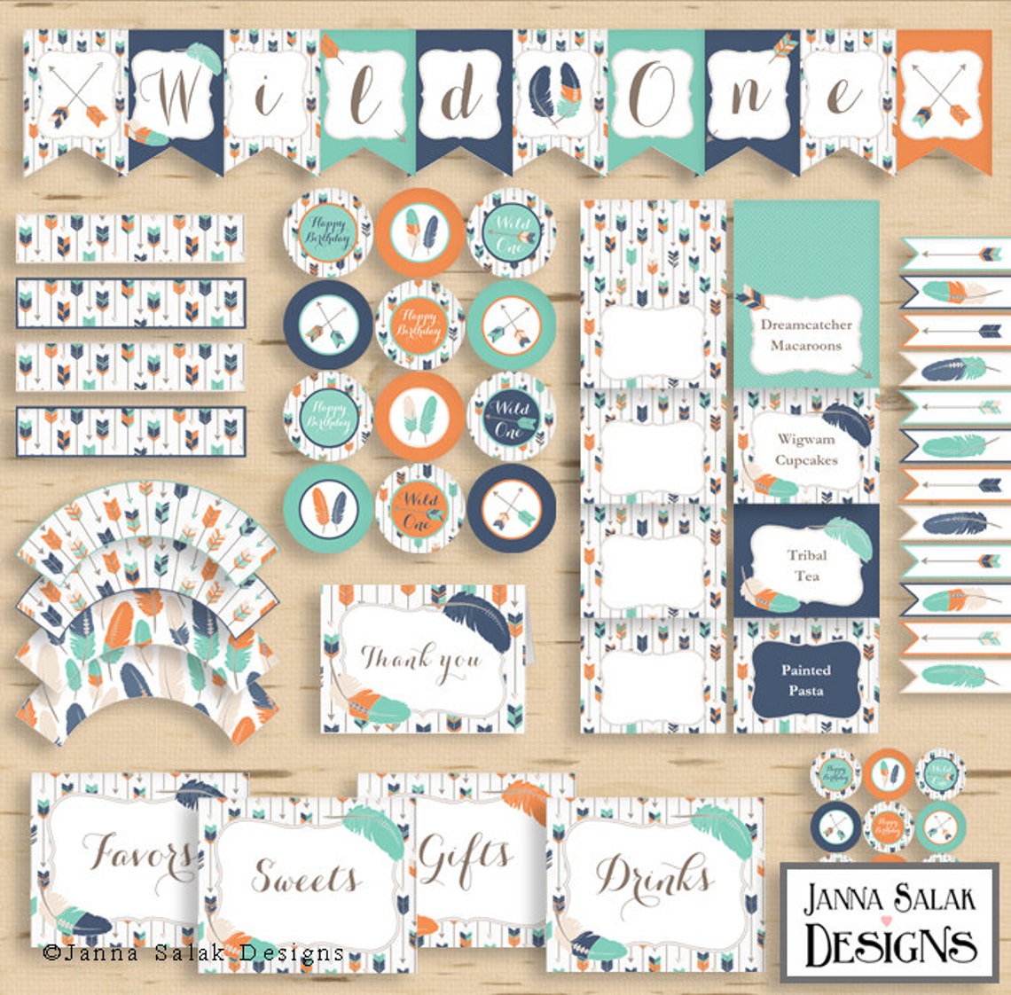 Wild One Tribal Birthday Party Package Boho Arrows and - Etsy