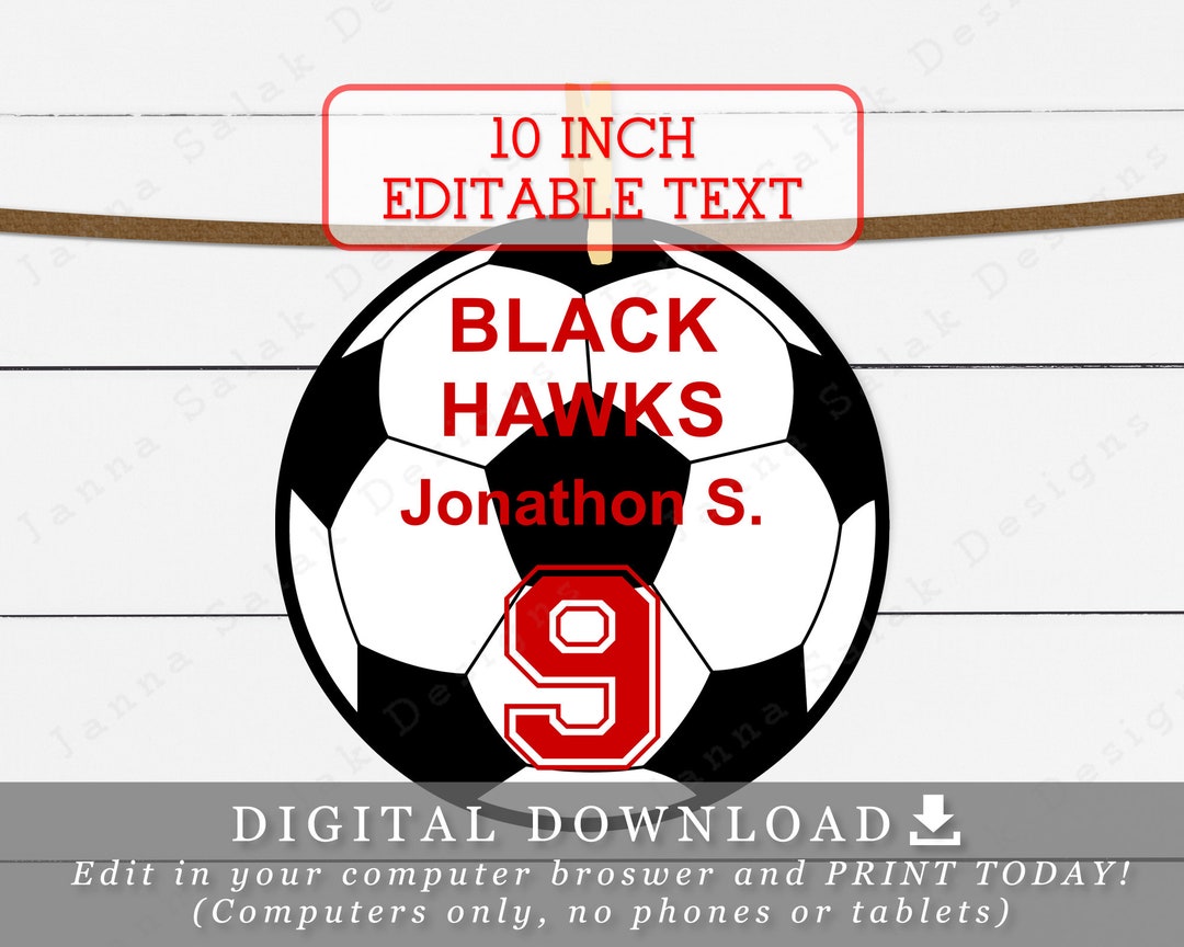 10 Soccer Ball With Editable Team Name Player Names and - Etsy