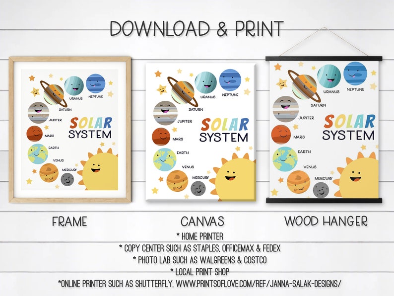 Solar System Planets Print Printable Poster Space Nursery Educational ...