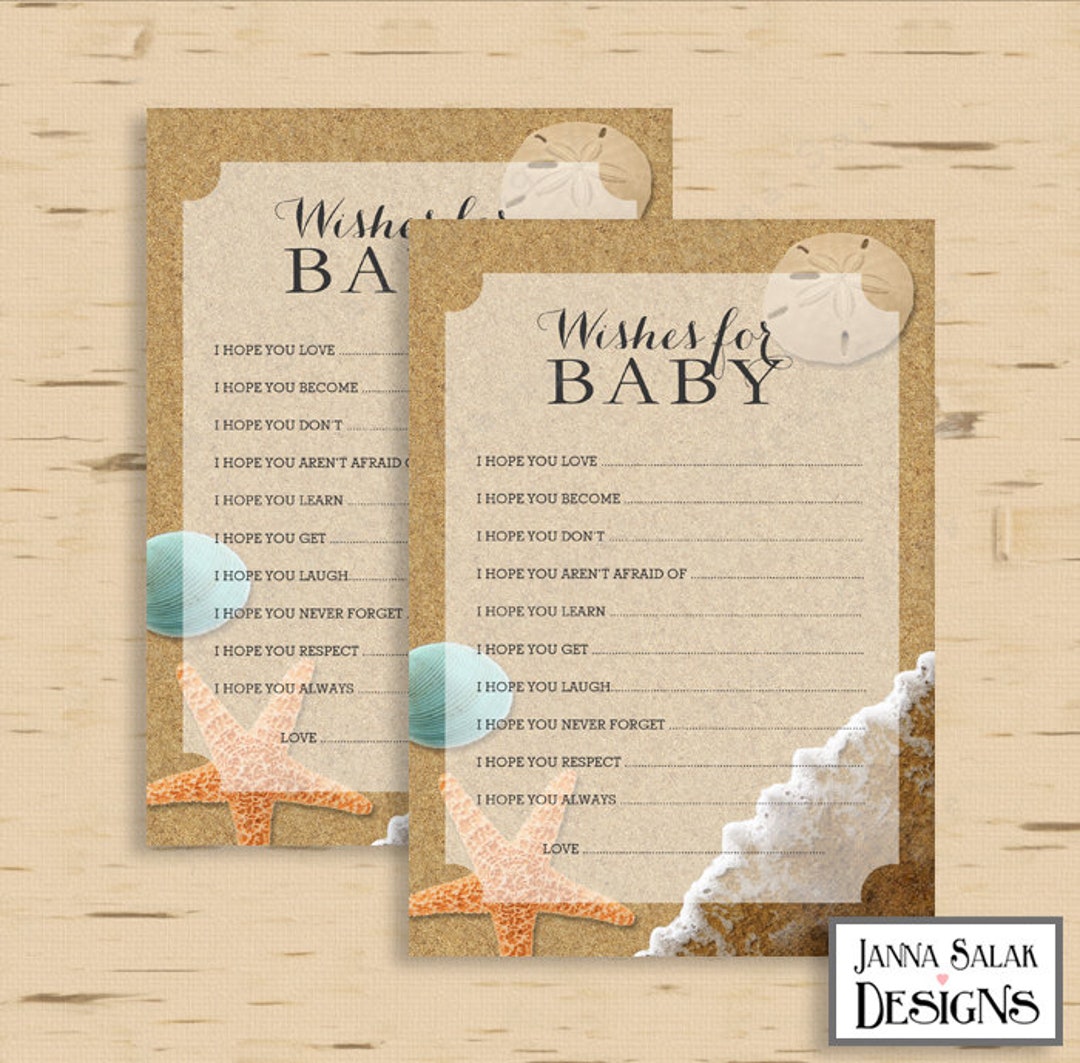 Wishes for Baby Beach Printable Baby Shower Games DIY INSTANT DOWNLOAD ...