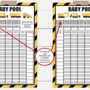 Printable Baby Shower Baby Pool Game Construction Theme Birth ...
