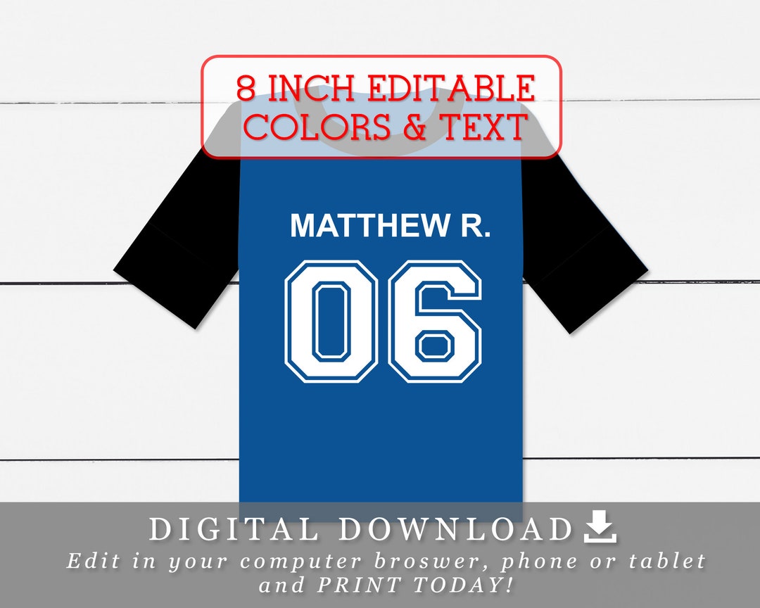 8" Soccer Jersey Tags With Editable Names Numbers and Colors DIY ...
