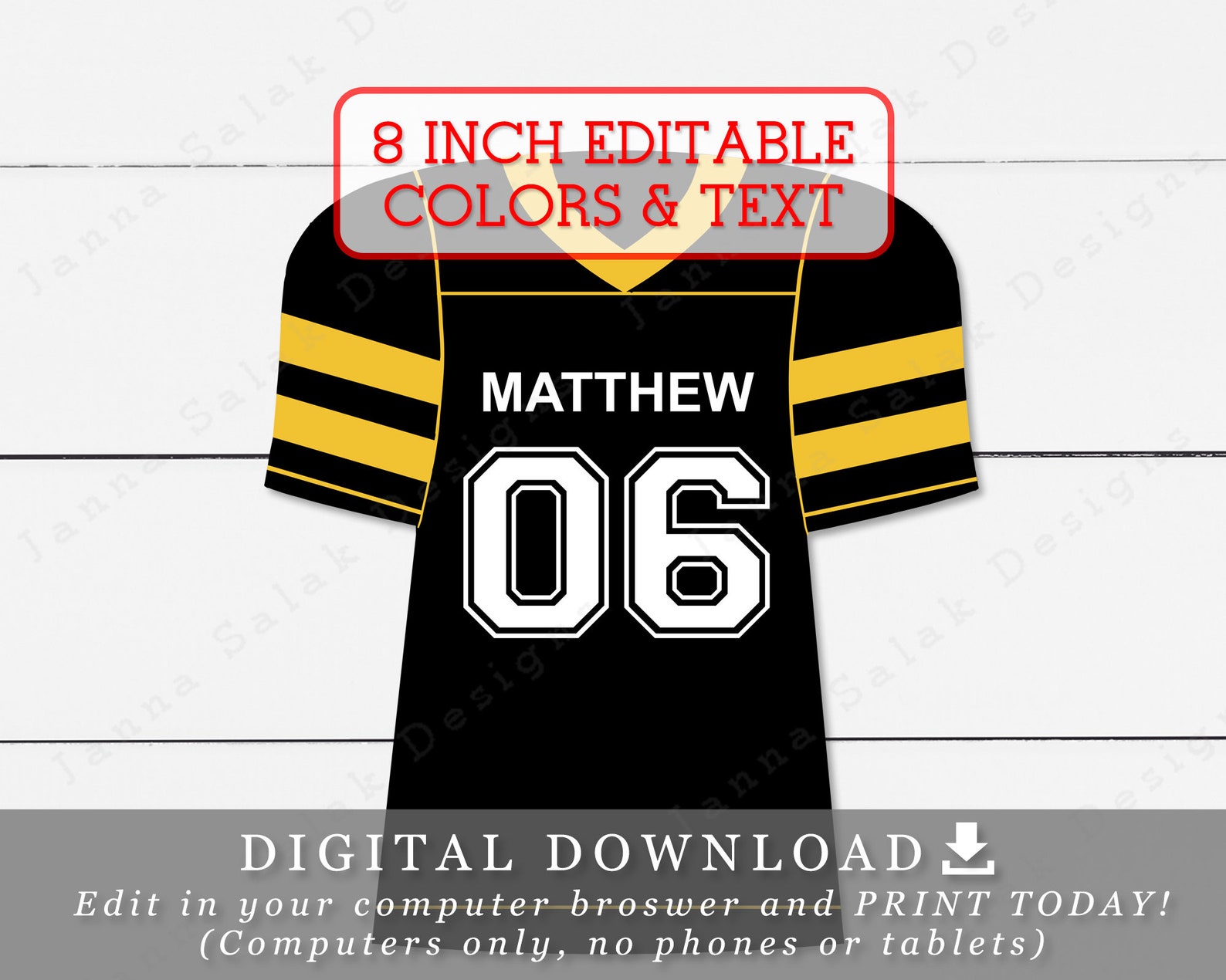 8 X 9 Football Jersey Tags With Editable Names - Etsy