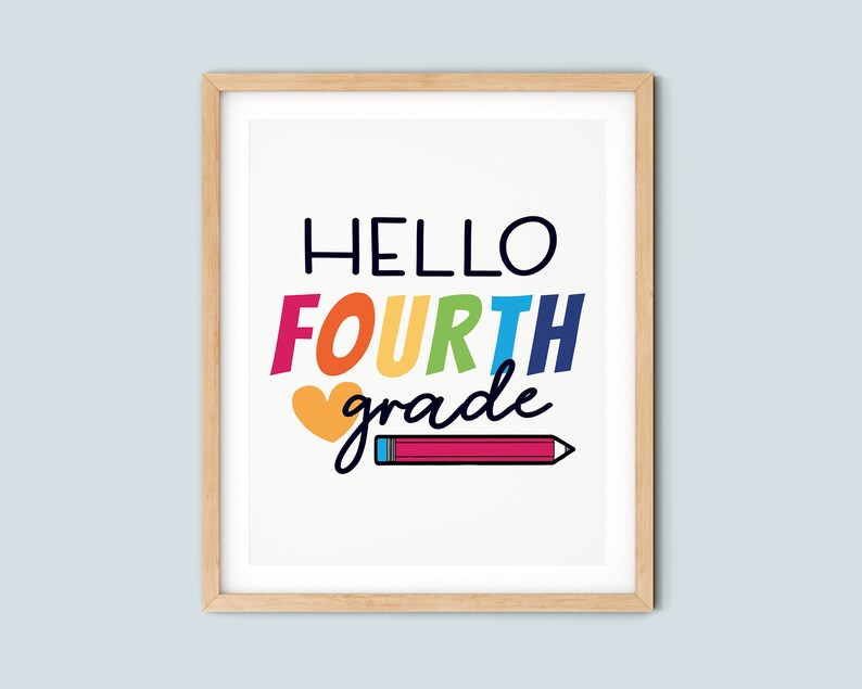 Hello Fourth Grade Print Printable Poster 4th Grade - Etsy