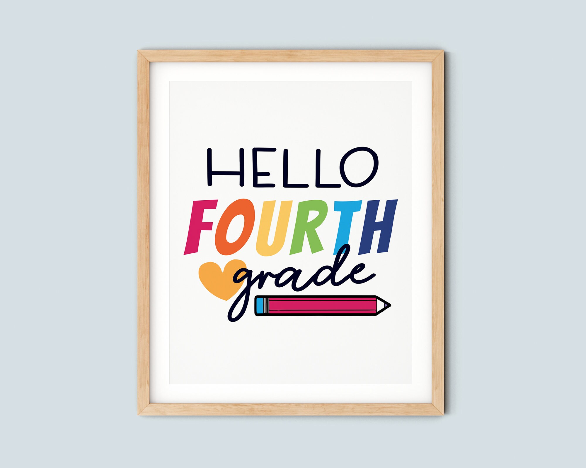 Hello Fourth Grade Print Printable Poster 4th Grade Educational Art ...