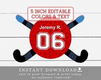 5 Hockey Jersey Tags With Editable Names Numbers and | Etsy