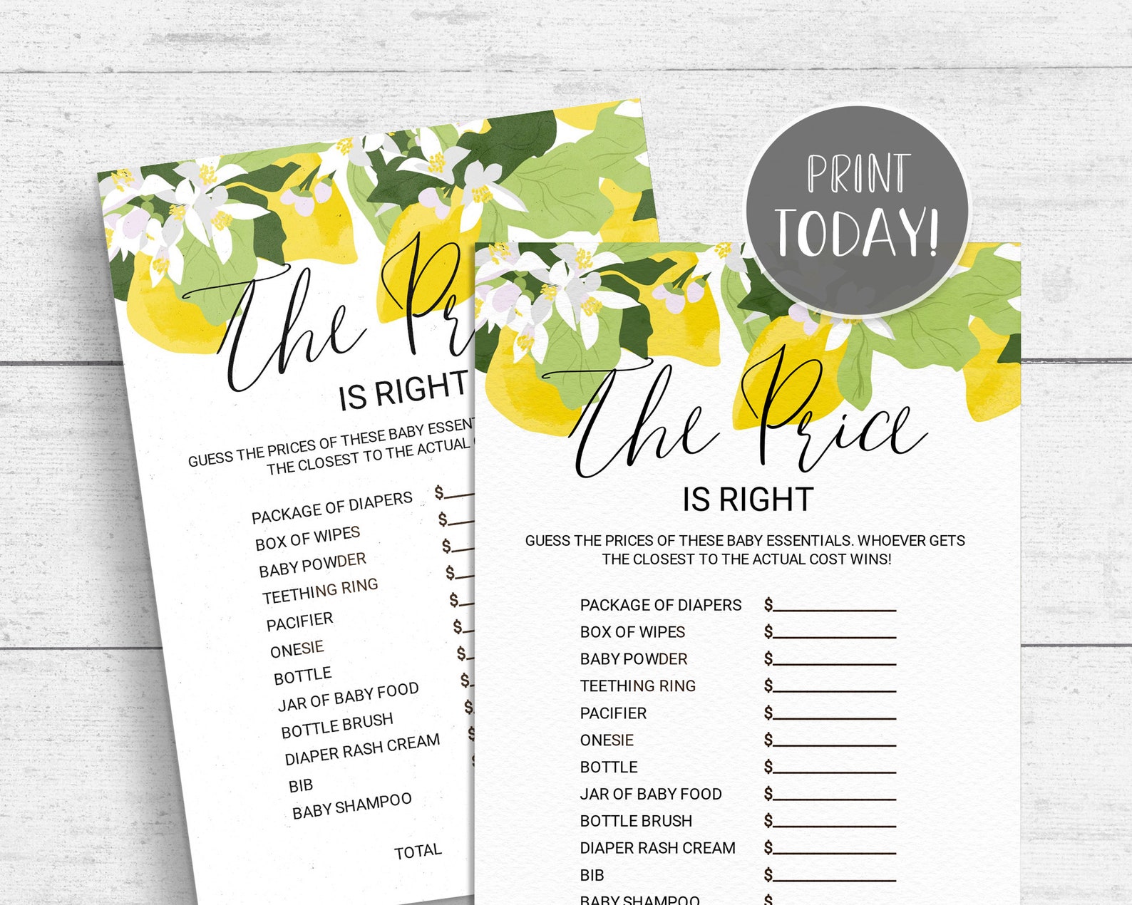 Lemon Baby Shower Game Package Printable - 10 Games - Lemons Citrus ...