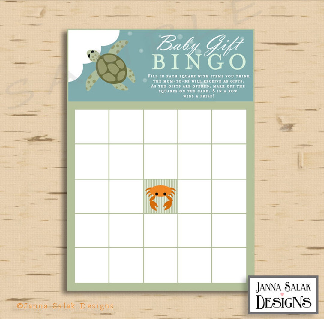 Baby Shower Bingo Cards Ocean Sea Turtle Party Printables DIY Printable ...