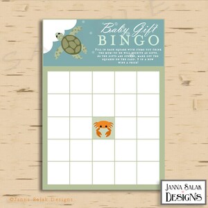 Baby Shower Bingo Cards Ocean Sea Turtle Party Printables DIY Printable ...