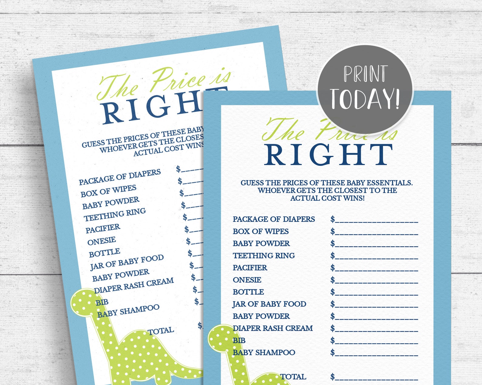 Dinosaur Baby Shower Game Package Printable 10 Games Dino | Etsy