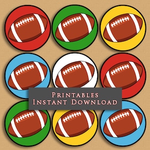 2.5" Football Printable Cupcake Toppers Sports Theme Birthday Party DIY ...