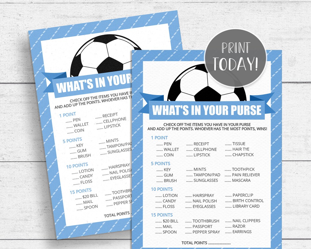 What's in Your Purse? Game Printable - Baby Shower INSTANT DOWNLOAD ...