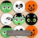 Cute Halloween Faces Printable Cupcake Toppers 2" Round Party Decor ...