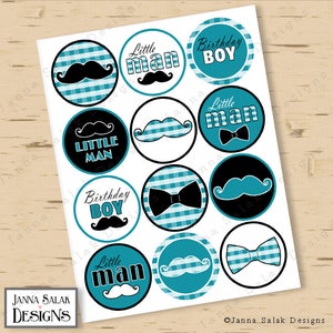 Printable Little Man Birthday Cupcake Toppers Mustache Party Printables ...