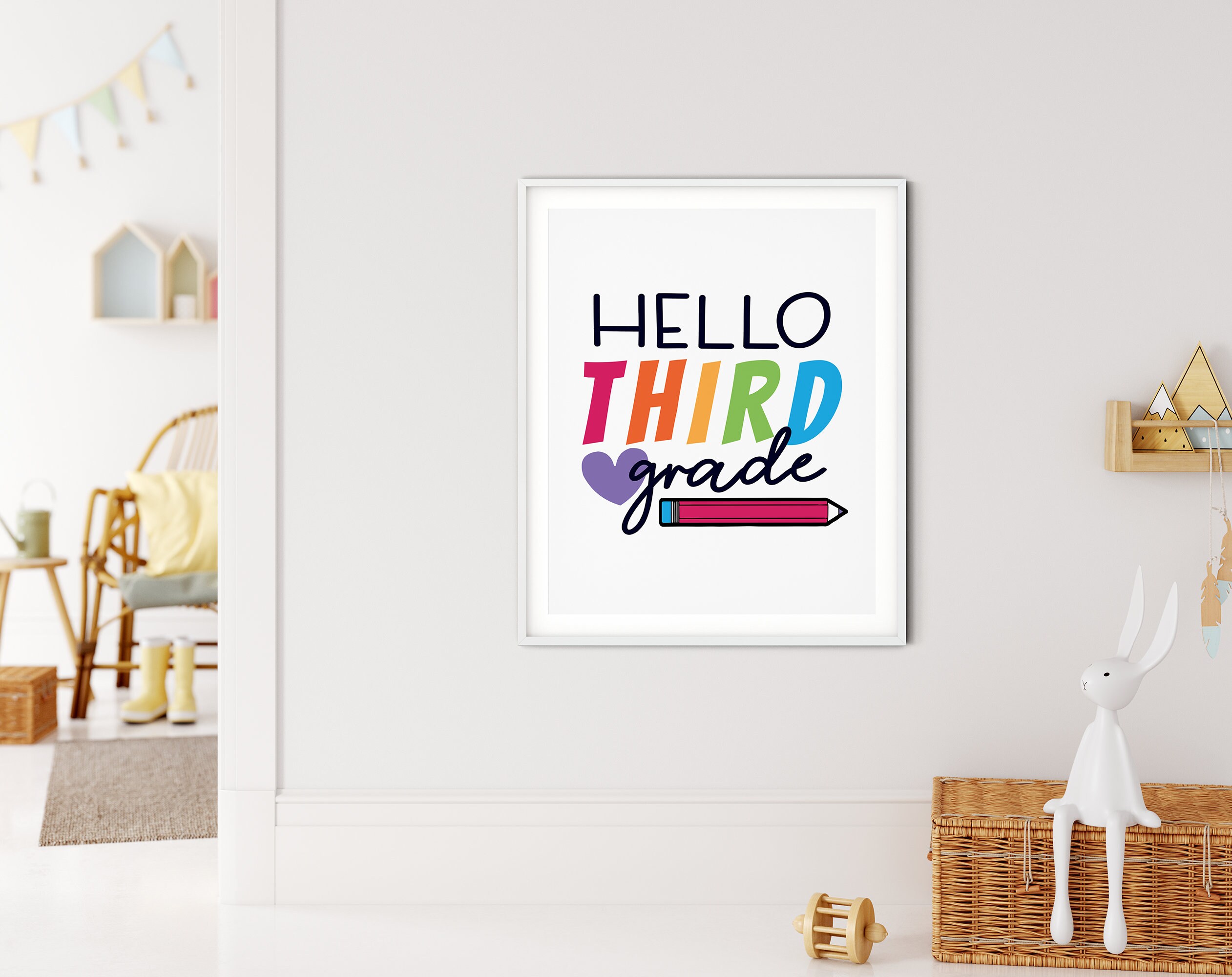 Hello Third Grade Print Printable Poster 3rd Grade Educational - Etsy