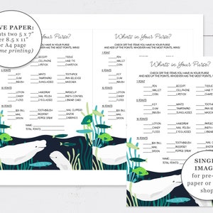 Whale Baby Shower Game: What's in Your Purse Printable (instant ...