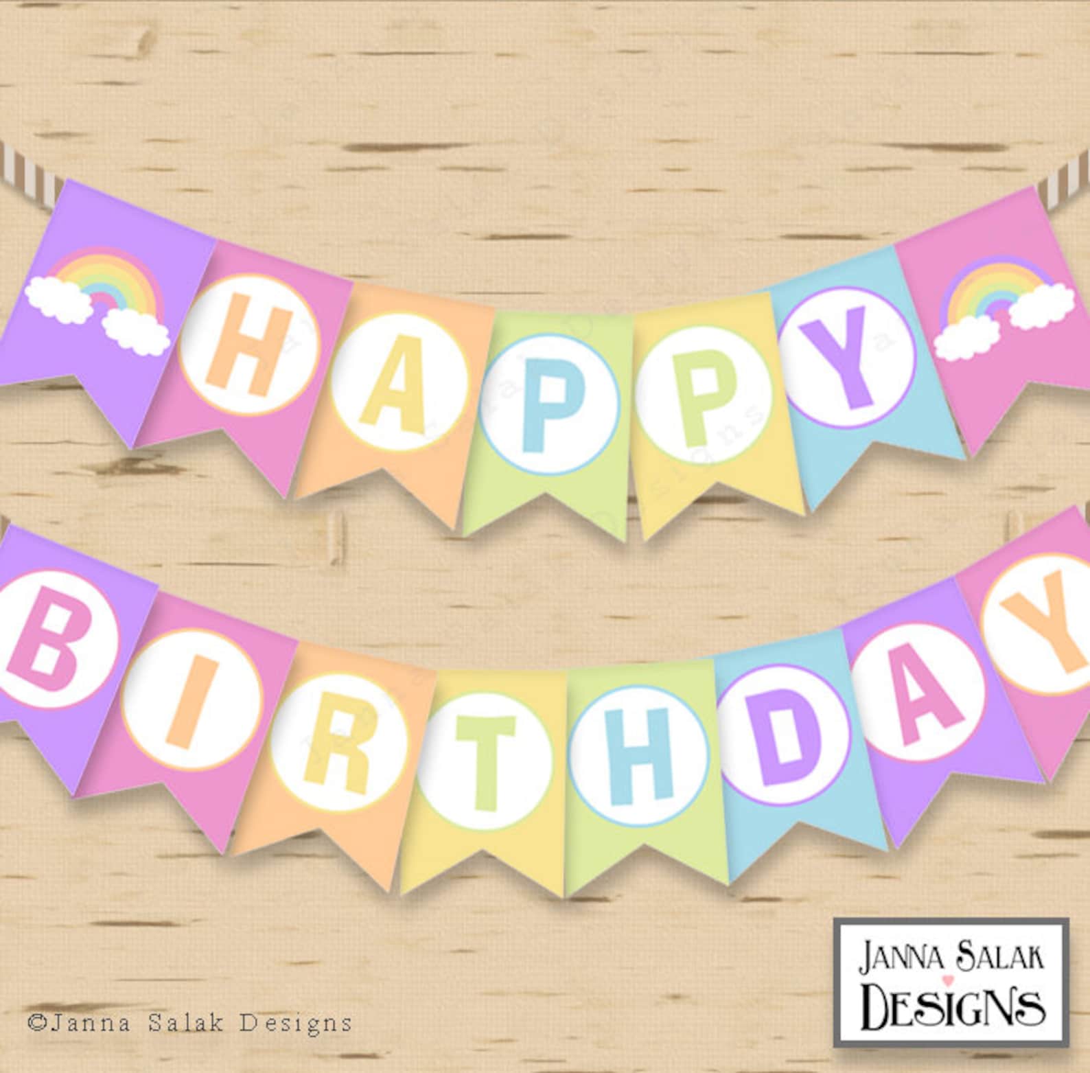 Pastel Rainbow Happy Birthday Banner Ages 1-10 Party DIY - Etsy
