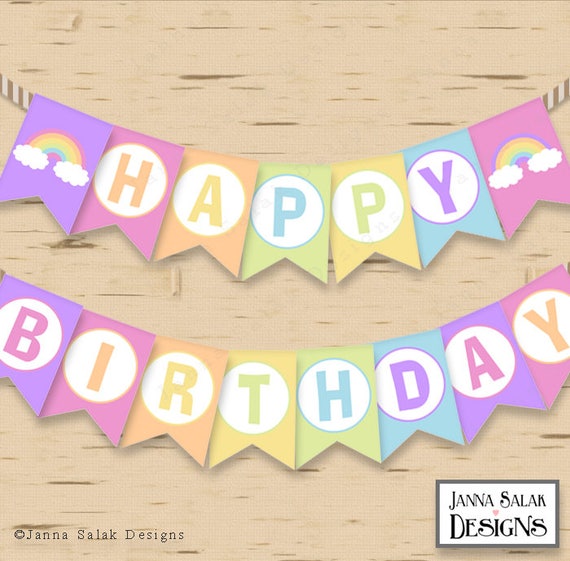 Pastel Rainbow Happy Birthday Banner Ages 1-10 Party DIY - Etsy Ireland