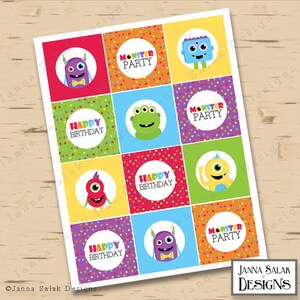 Monster Birthday Party Cupcake Toppers DIY Printable INSTANT DOWNLOAD ...
