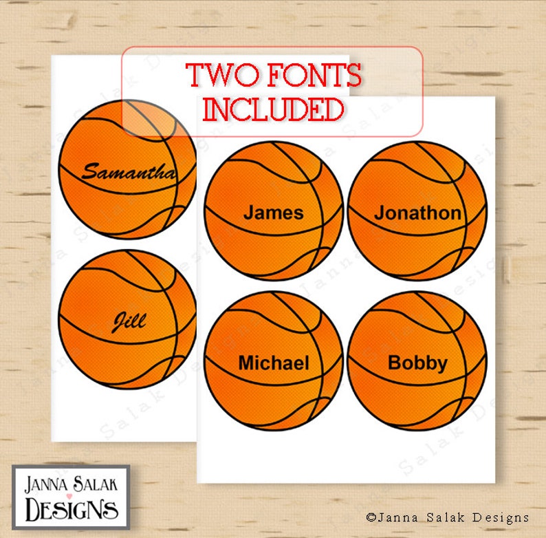 4" Baksetball Tags With Editable Names INSTANT DOWNLOAD DIY Printable ...