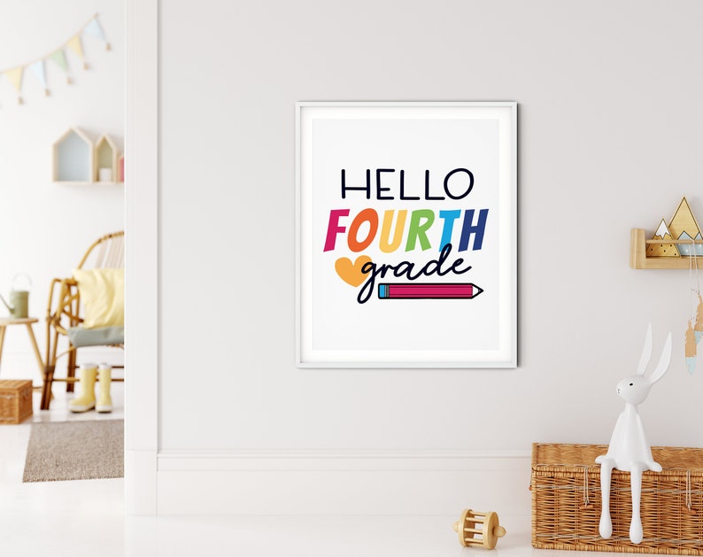 Hello Fourth Grade Print Printable Poster 4th Grade - Etsy