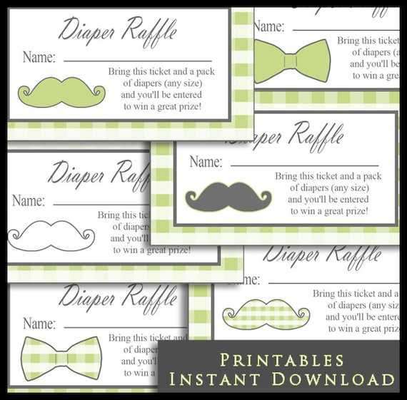 Little Man Diaper Raffle Tickets INSTANT DOWNLOAD Printable | Etsy