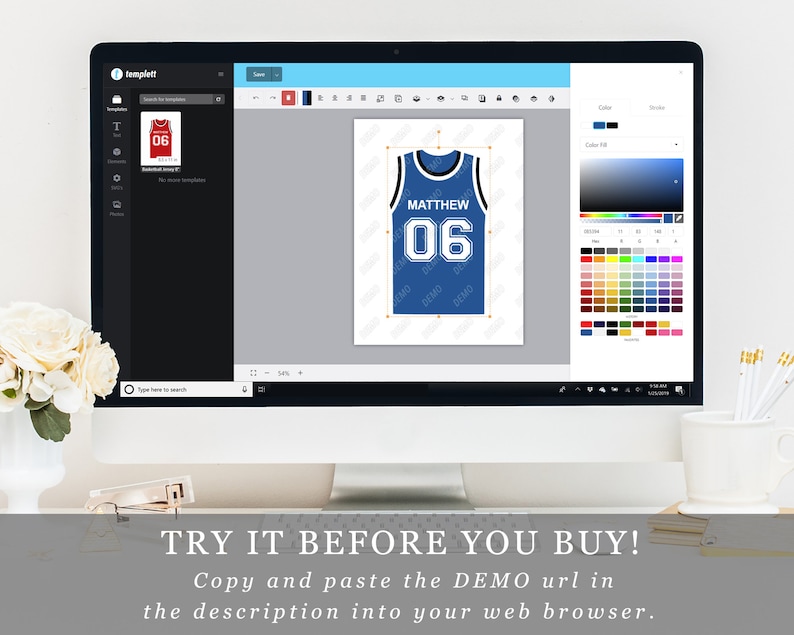 8" Basketball Jersey Tags With Editable Names Numbers and Colors DIY ...