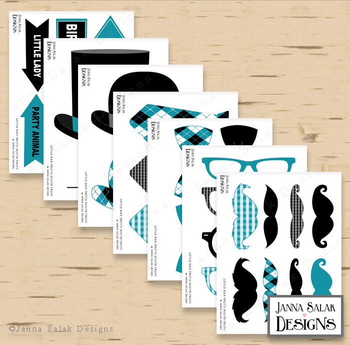 Printable Little Man Photo Booth Props Birthday Party Black | Etsy