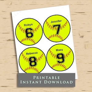 4" Softball Tags With Editable Names and Numbers INSTANT DOWNLOAD DIY ...