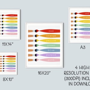 Learning Colors Print Printable Poster Paintbrushes Educational Art ...