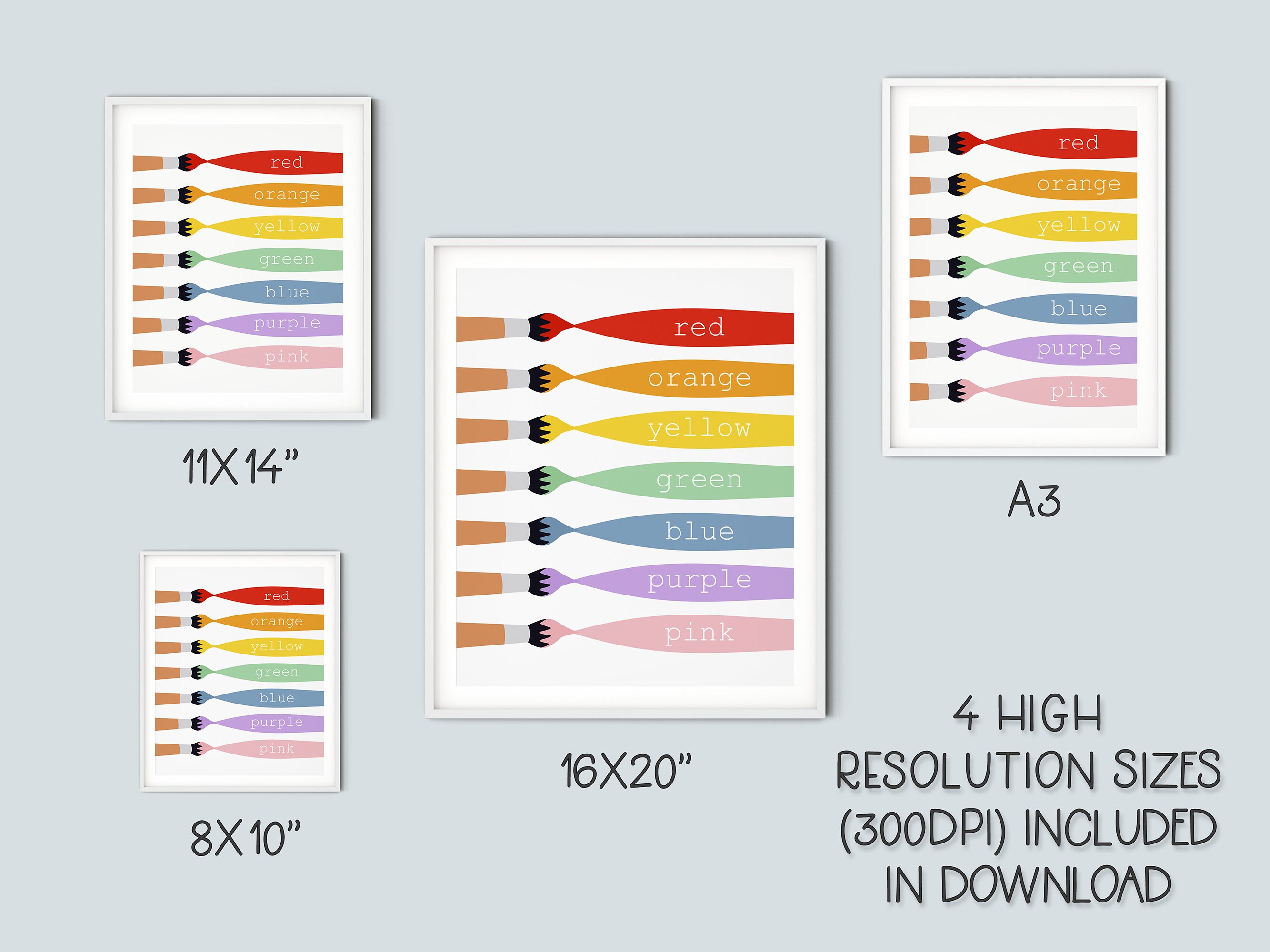 Learning Colors Print Printable Poster Paintbrushes - Etsy