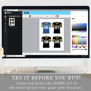 4" Football Jersey Tags With Editable Names Numbers and Colors DIY ...